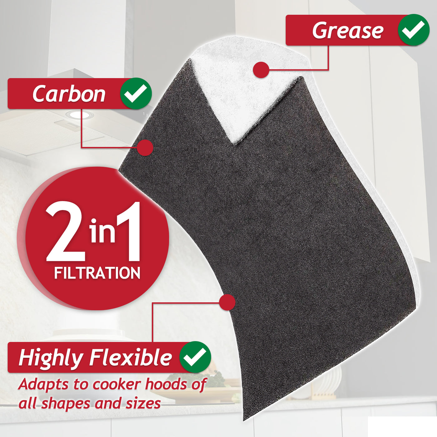 Universal Carbon + Foam Grease Filter Kit for Cooker Hood Vent Extract ...