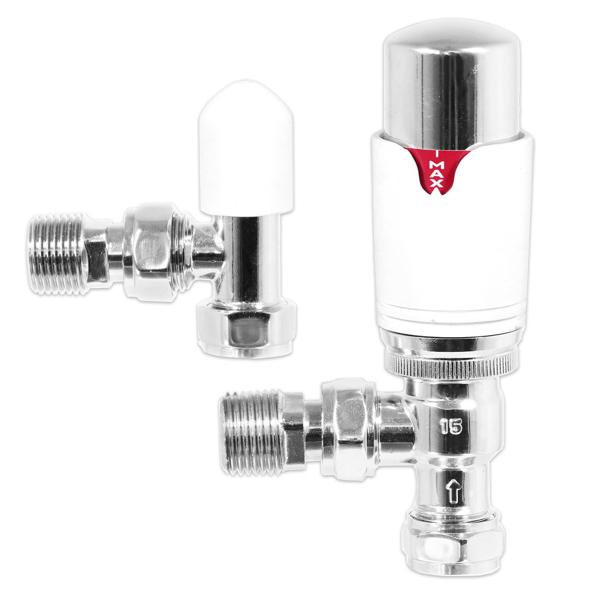 Self Balancing TRV Kit 15mm Thermostatic Radiator Valve Lockshield Hea ...