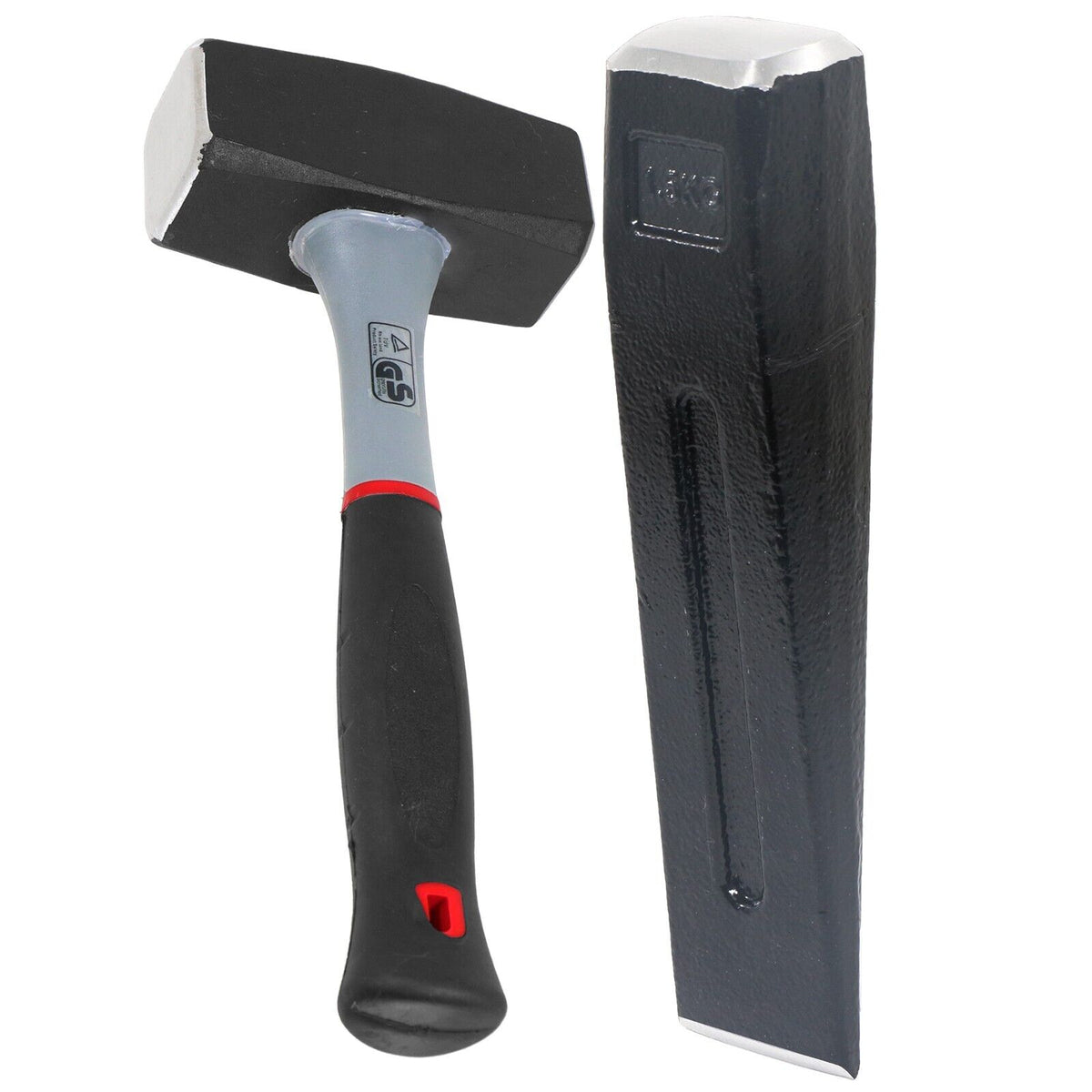 Log Splitter Lump Hammer 2KG Club Mallet + 1.5KG 8" Chisel Wedge Wood ...