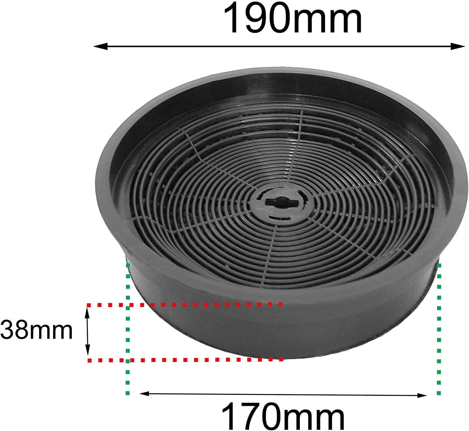 Carbon Charcoal Vent Filter for CDA Cooker Extractor Hood — SPARES2GO